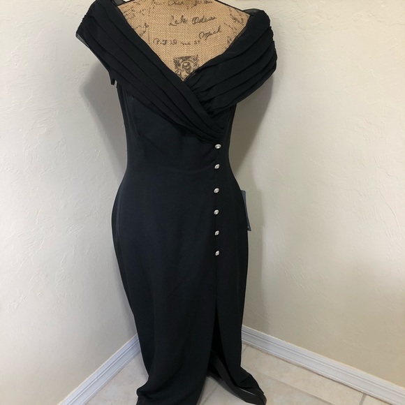 Alex Evenings | Dresses | Alex Evening Formal Black Dress Cold Shoulder ...